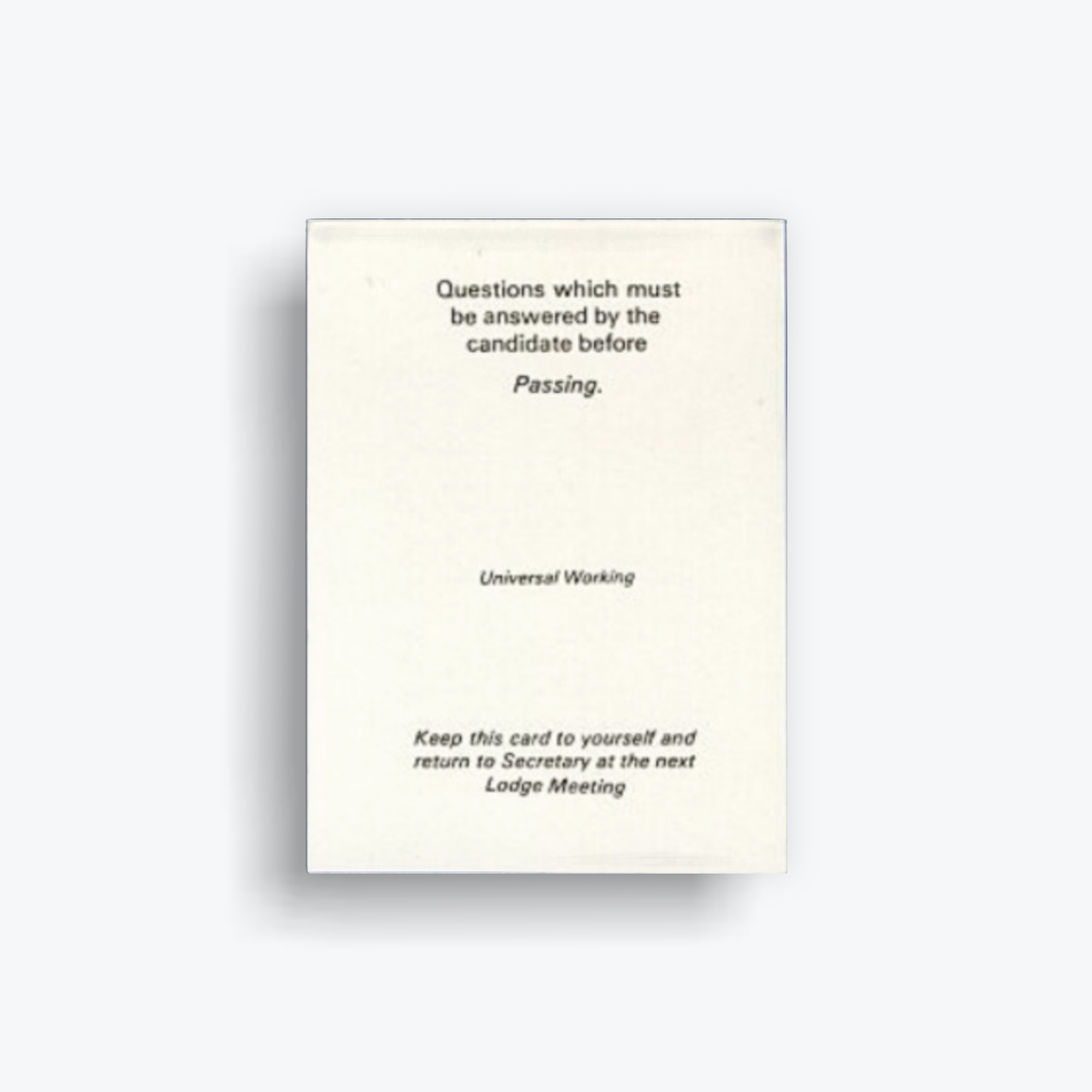 Universal Working Passing Card | Upon the Level